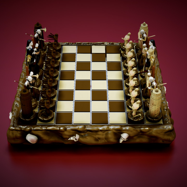 3D Printable DEATH CHESS SET by Lazy Bear