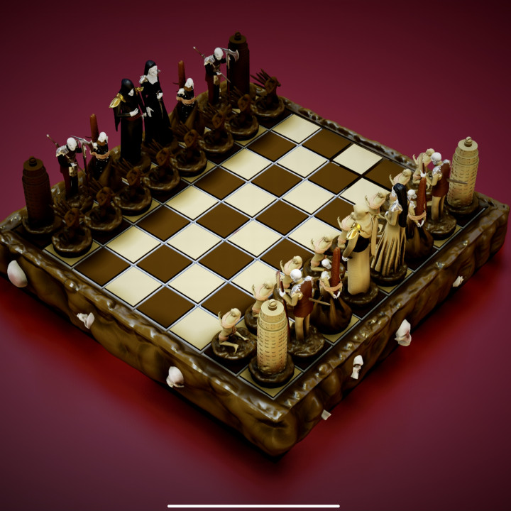 3D Printable DEATH CHESS SET by Lazy Bear