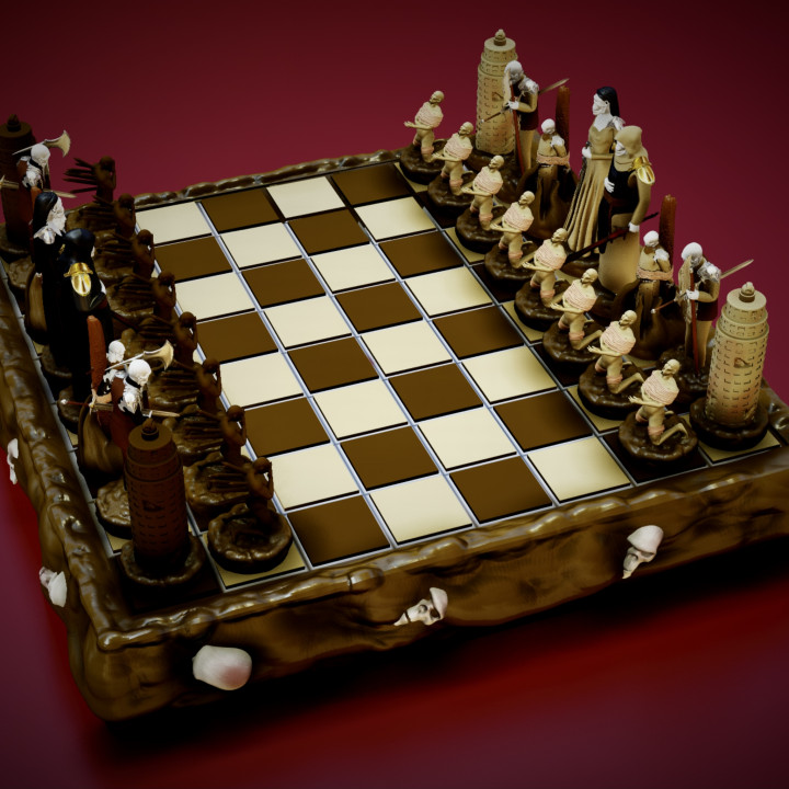 3D Printable DEATH CHESS SET by Lazy Bear