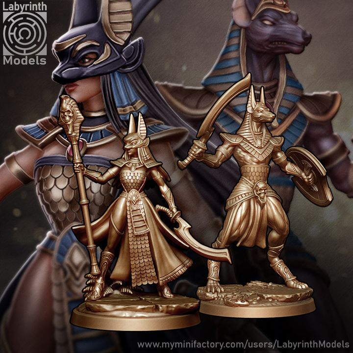 3D Printable Anubis Warriors and Priestess - 32mm scale by Labyrinth Models