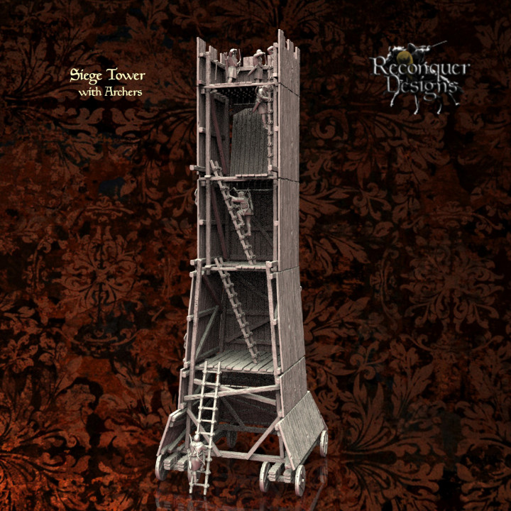 3D Printable Medieval Siege Tower and Archers 28mm by Reconquer Designs