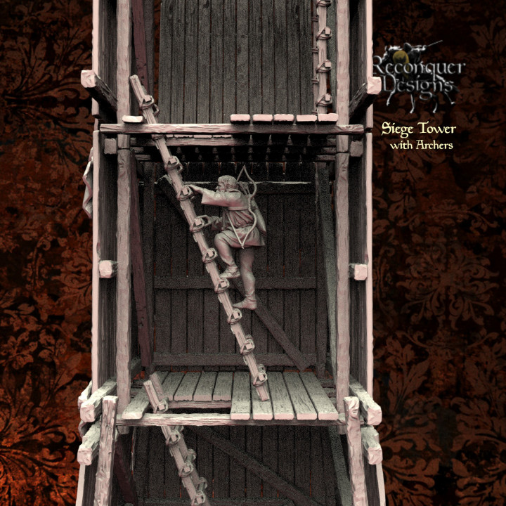 3D Printable Medieval Siege Tower and Archers 28mm by Reconquer Designs