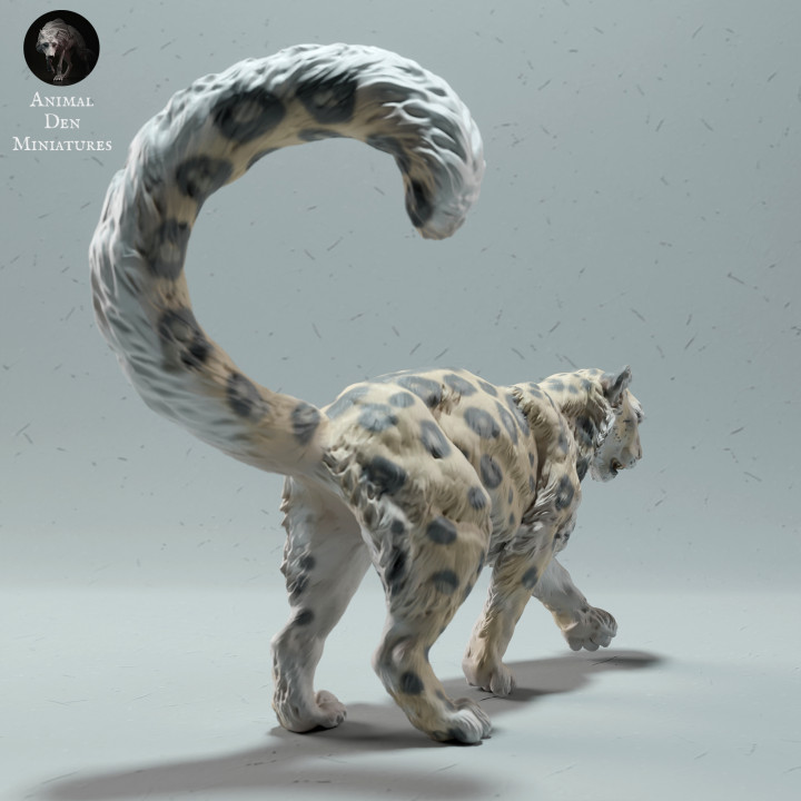 3D Printable Snow Leopard by Animal Den Miniatures