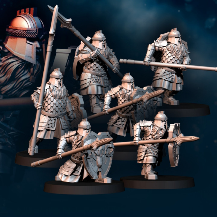 3D Printable 6x Silver Goat Dwarf Spearman | Silver Goat Dwarves ...