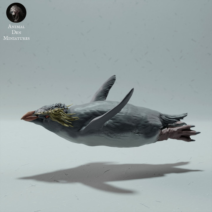 3D Printable Rockhopper Penguin Swimming by Animal Den Miniatures