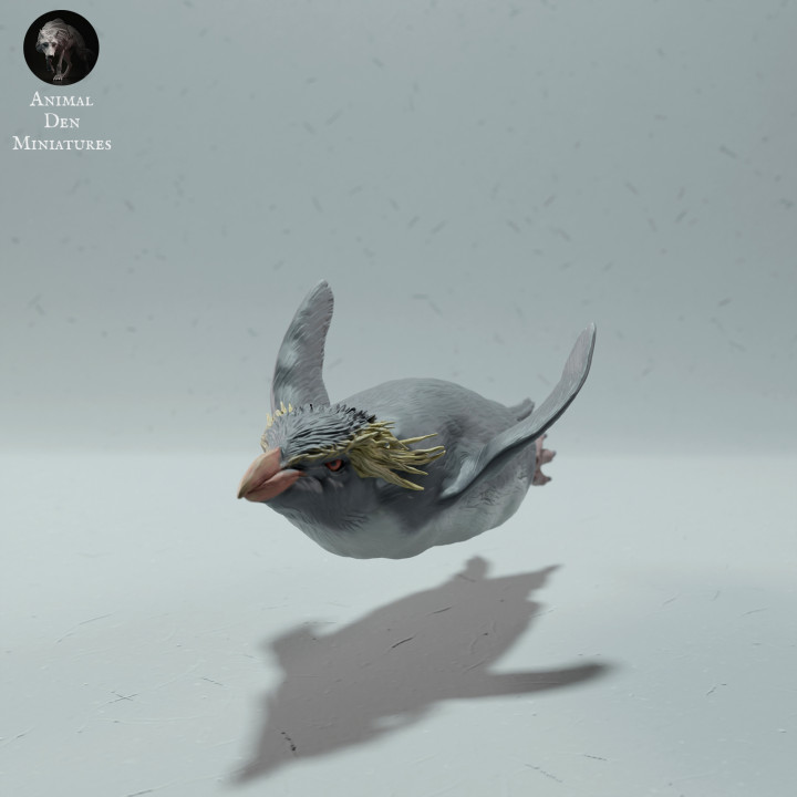 3D Printable Rockhopper Penguin Swimming by Animal Den Miniatures