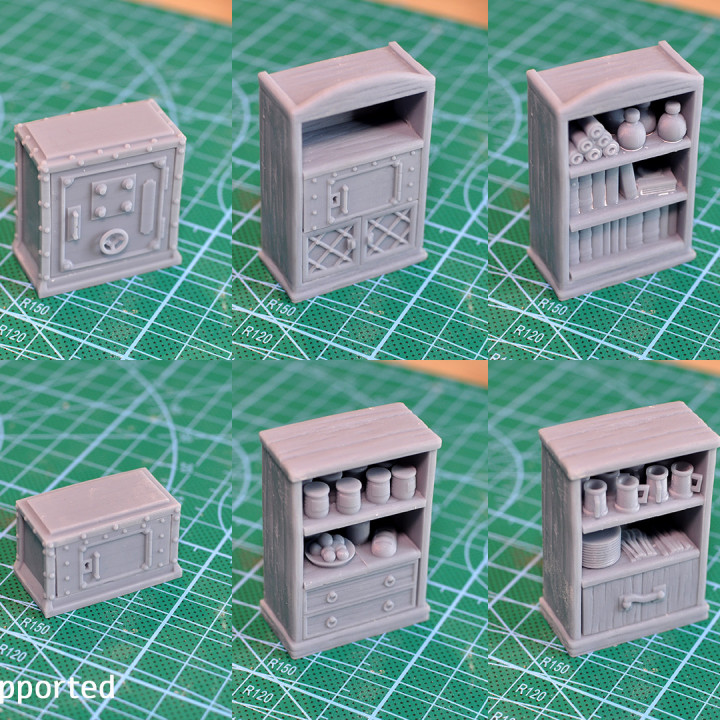 3D Printable Modular cupboard and storage box - 33 parts (design, front ...