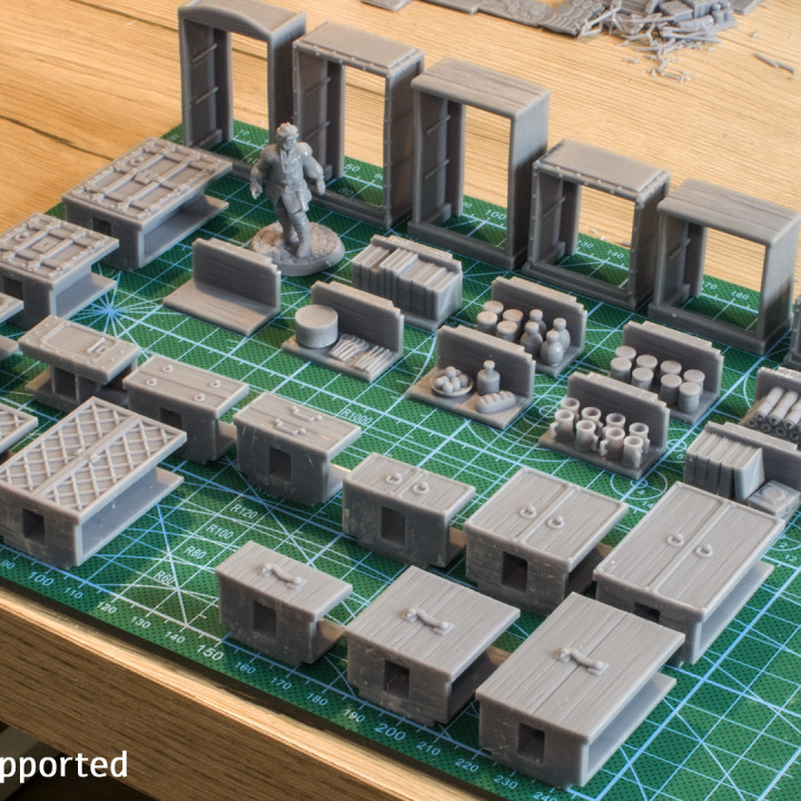 3D Printable Modular cupboard and storage box - 33 parts (design, front ...