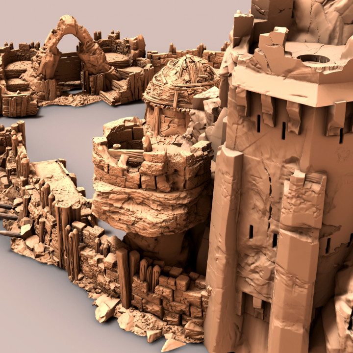 3D Printable Orc Wasteland Fort and Dwarven Ruin by GameScape3D