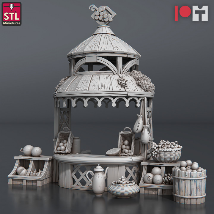 3D Printable Food Vendors Set by STL Miniatures