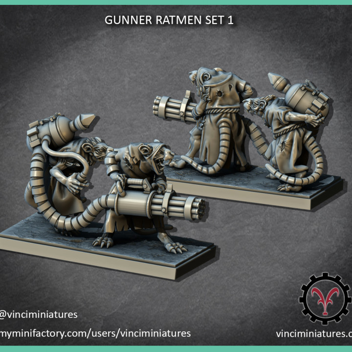 3D Printable GUNNER RATMEN SET 1 by vinciminiatures