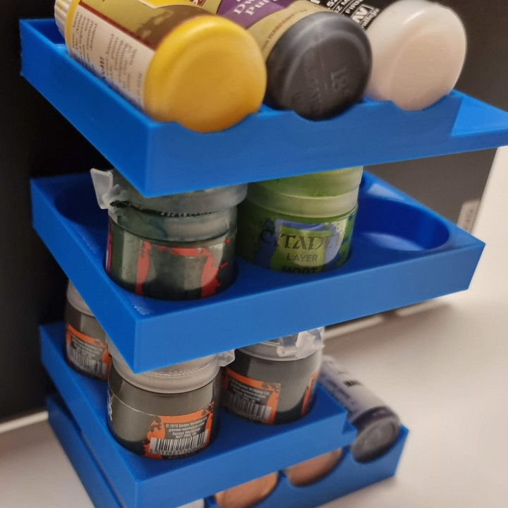 3D Printable Citadel Support for Stackable paint trays by Svend Feldt