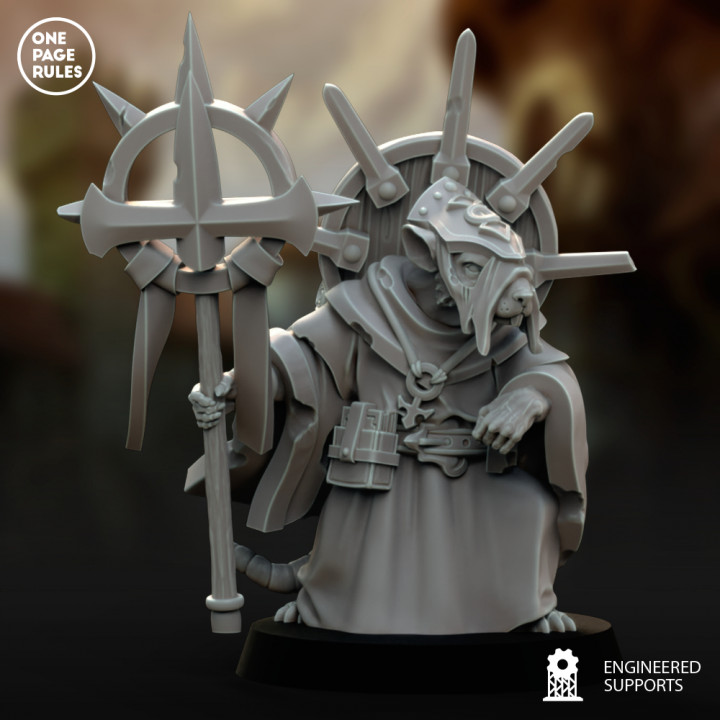 3D Printable Champion (Priest) - Ratmen by One Page Rules