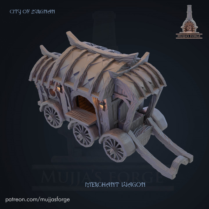 3D Printable Merchant's Wagon - City Of Zurgnan by MUJJA'S FORGE