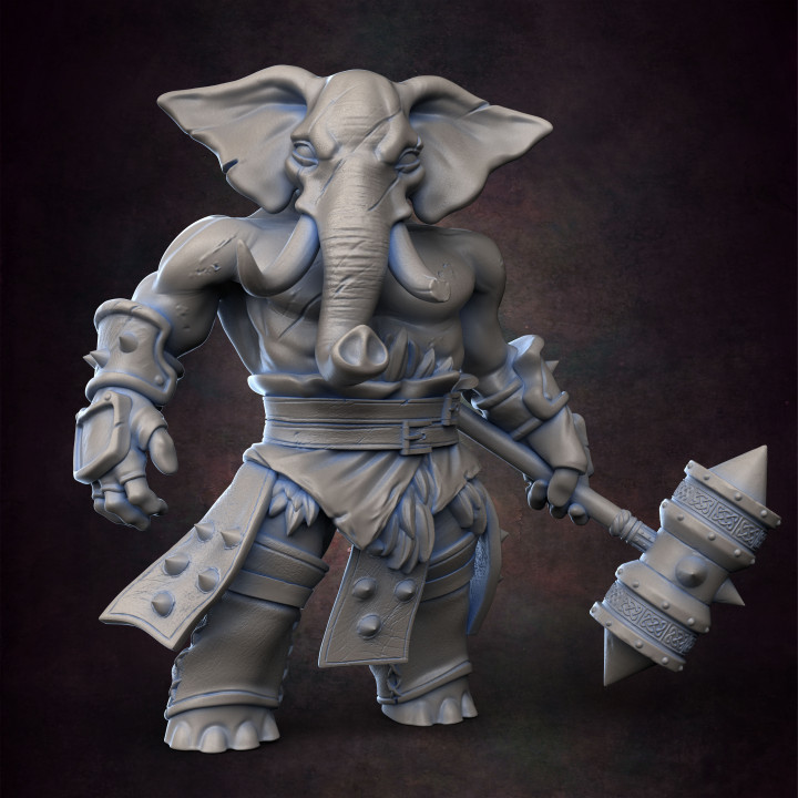 3D Printable Loxodon Barbarian by Red Clay Collectibles