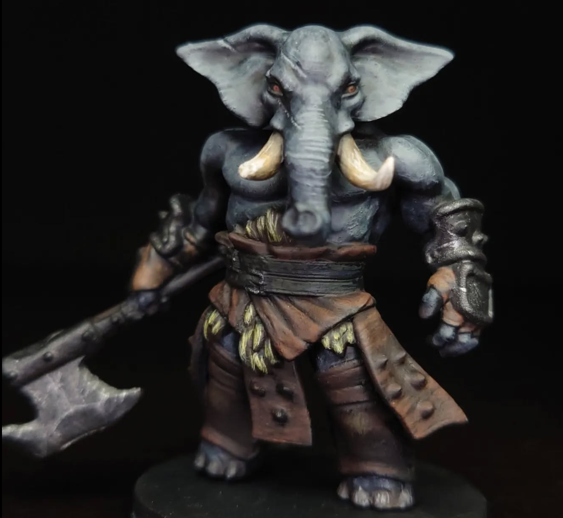 3D Printable Loxodon Barbarian by Red Clay Collectibles