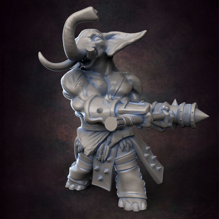 3D Printable Loxodon Barbarian B by Red Clay Collectibles