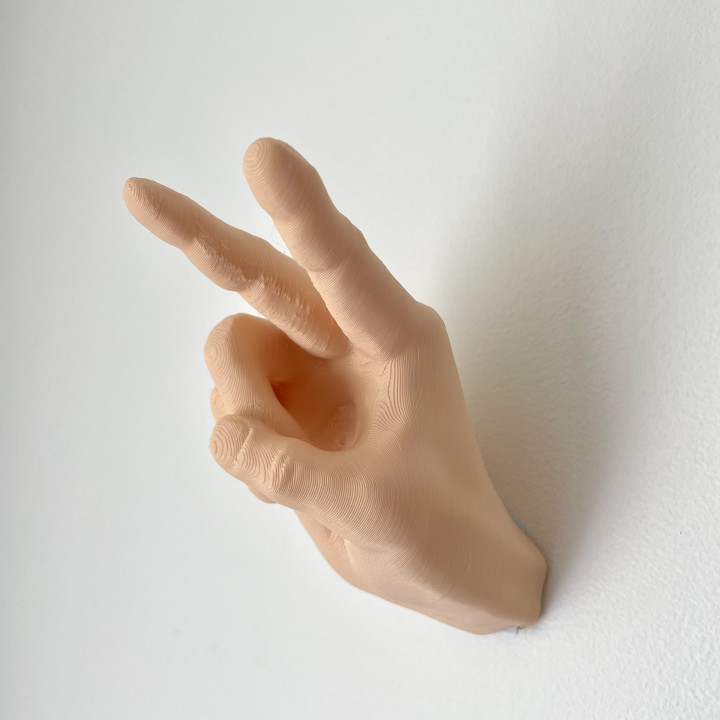 3D Printable Peace hand wall mounted for keys / coat by IK3D