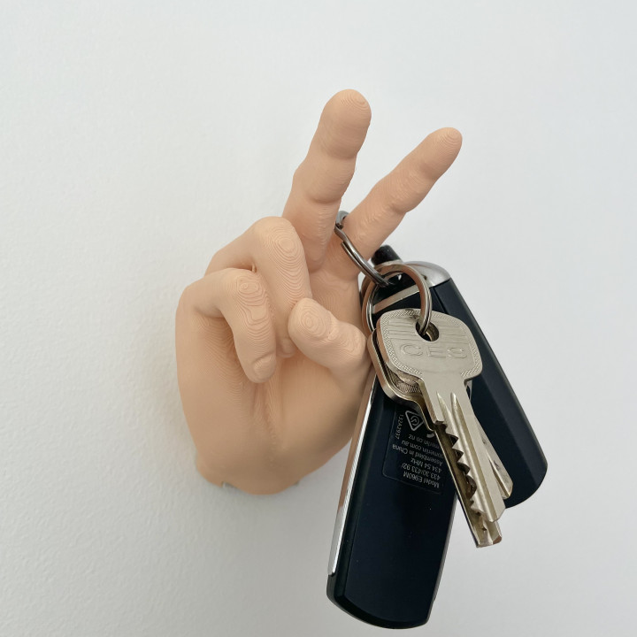 3D Printable Peace hand wall mounted for keys / coat by IK3D