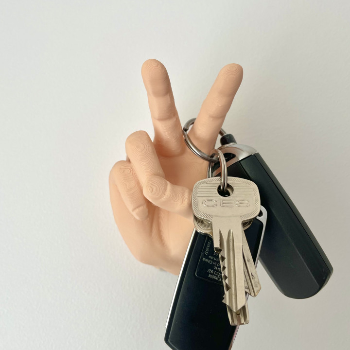 3D Printable Peace hand wall mounted for keys / coat by IK3D