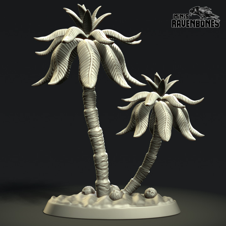 3D Printable Desert Terrain, Palm trees and Treasure chest by ...