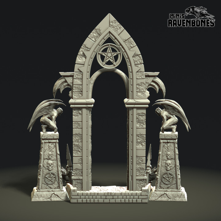 3D Printable Demonic Gate and Treasure Chest by RavenBonesStudio