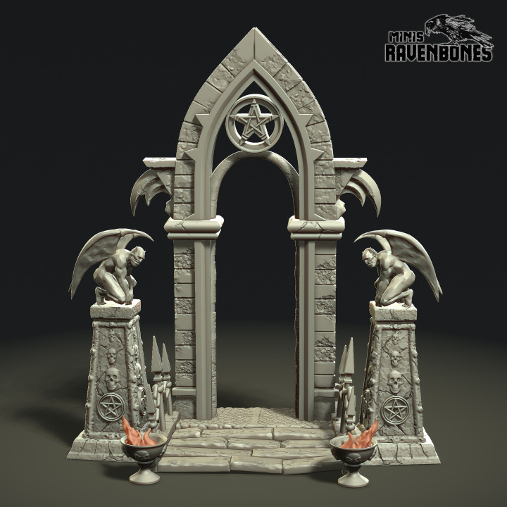 3D Printable Demonic Gate and Treasure Chest by RavenBonesStudio