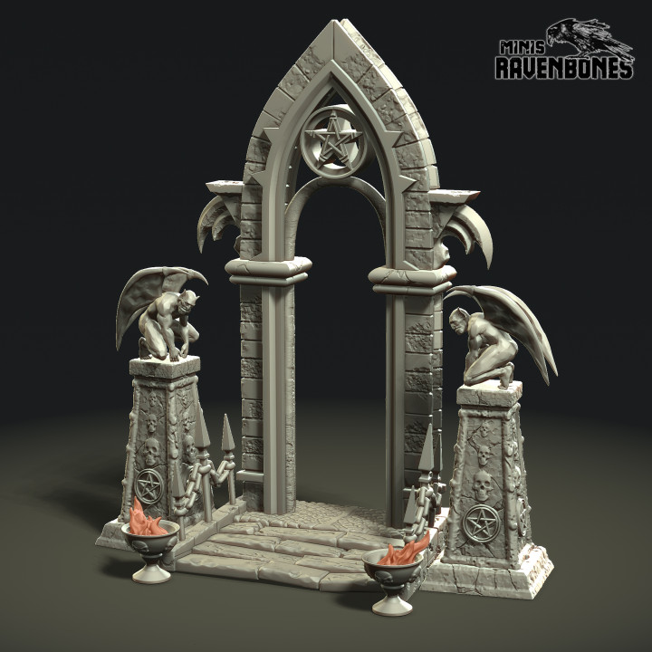 3D Printable Demonic Gate and Treasure Chest by RavenBonesStudio