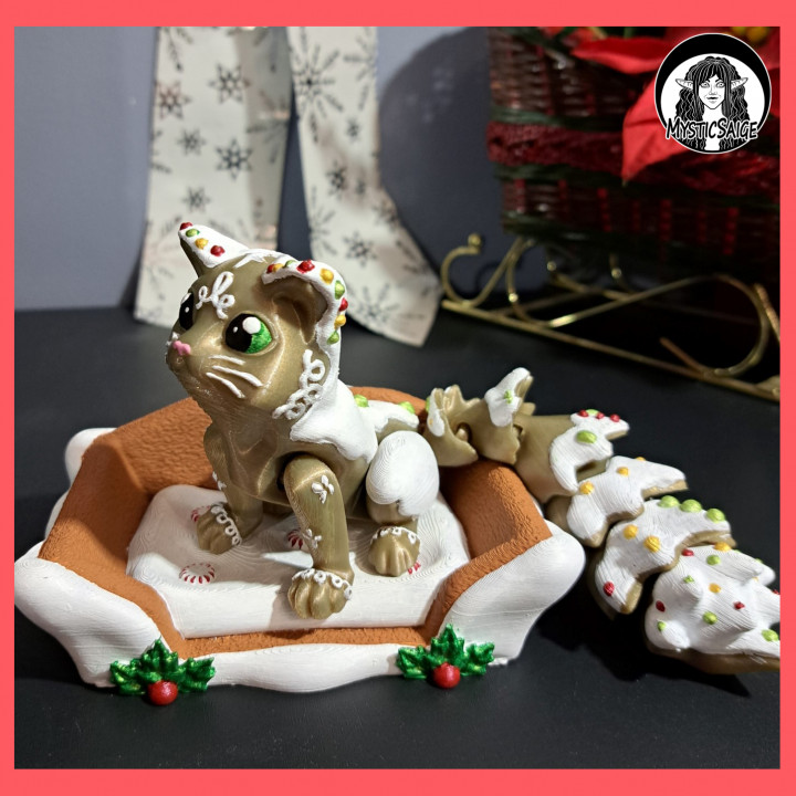 3D Printable Gingerbread Cat & Bed by MysticSaige