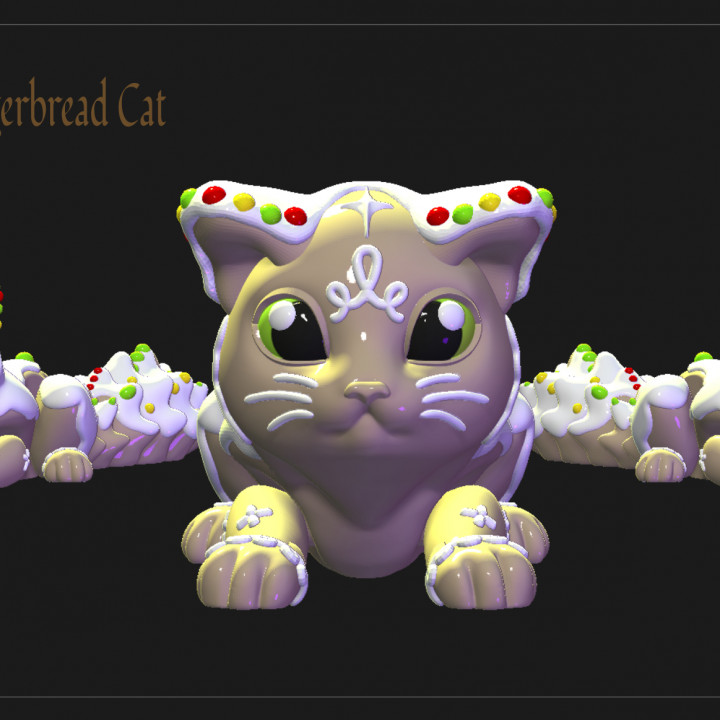 3D Printable Gingerbread Cat & Bed by MysticSaige