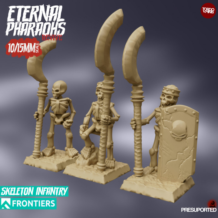 3D Printable Eternal Pharaohs Revive: Skeleton Infantry (10/15mm) by ...