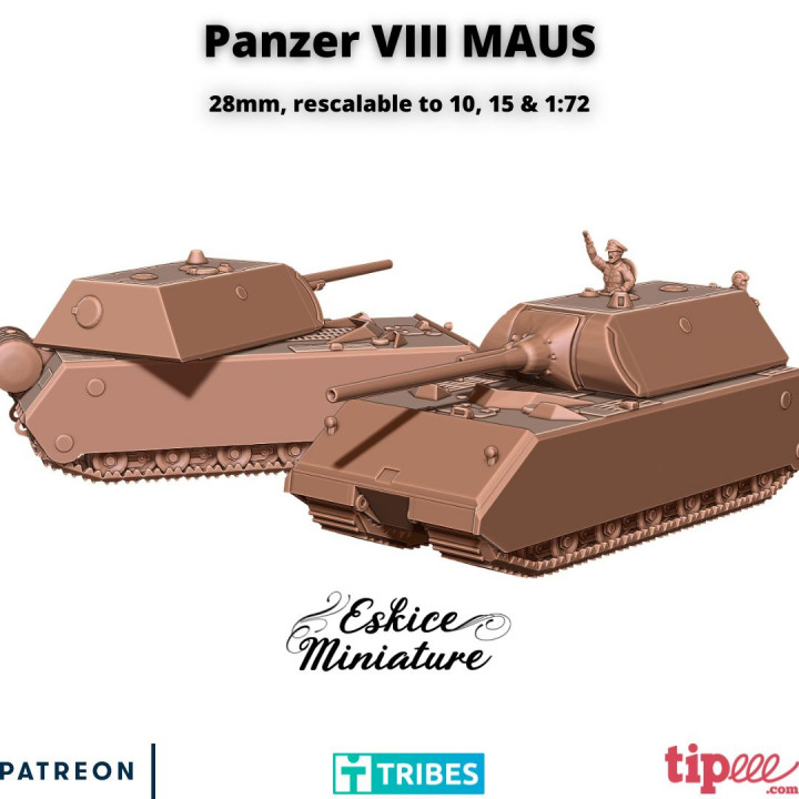 3D Printable Panzer VIII Maus - 28Mm by Eskice Miniature - Aron