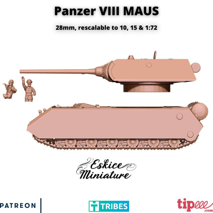 3D Printable Panzer VIII Maus - 28Mm by Eskice Miniature - Aron