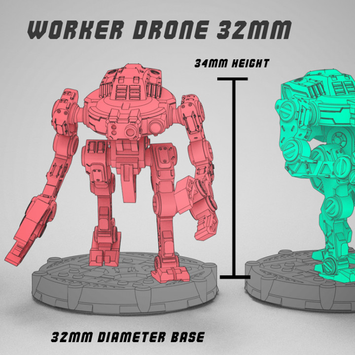 3D Printable Worker Drone 32mm 3 poses by Extra Guy