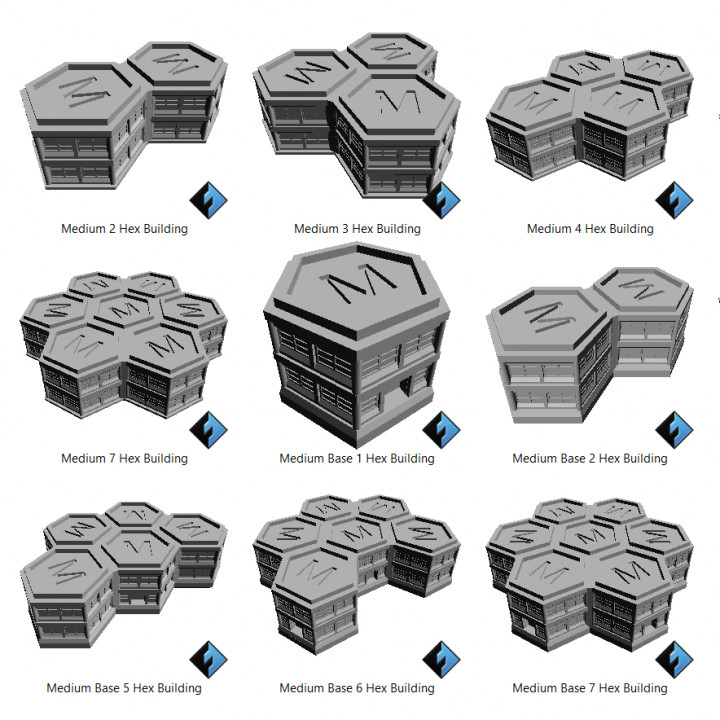 3D Printable Bundle Set of the Core Stackable Building Sets by Wargame Forge