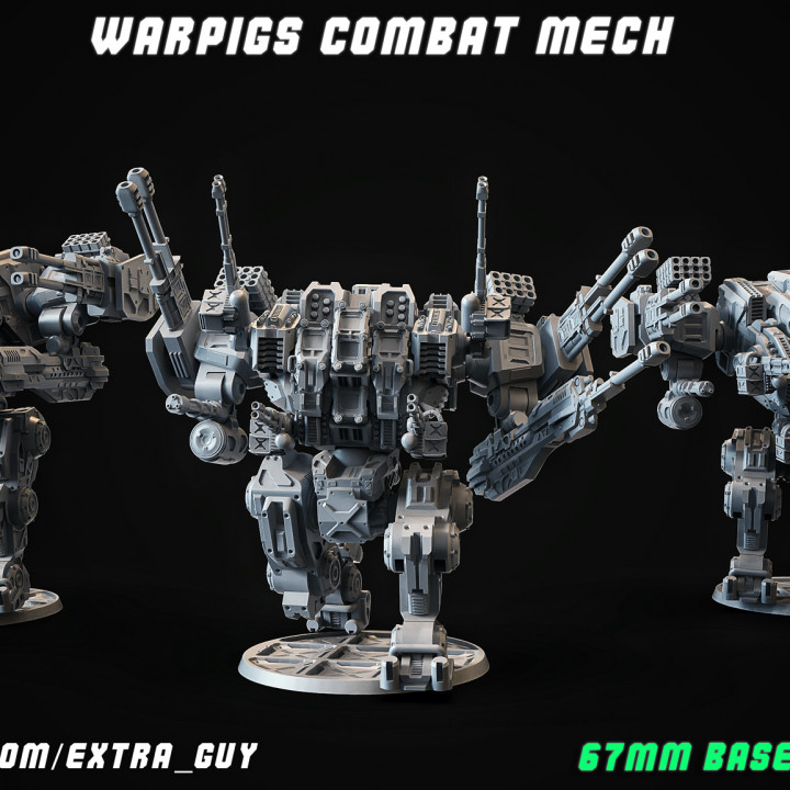 3D Printable Mech Warpig Class Heavy Frame 67mm base 3 Poses by Extra Guy