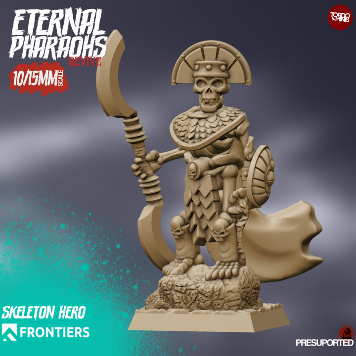 3D Printable Eternal Pharaohs Revive: Skeleton Hero by Tordo Miniatures