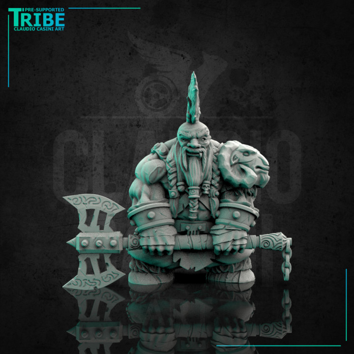3D Printable (MK 0004) Male dwarf warrior troll slayer with double axe by Claudio Casini Art