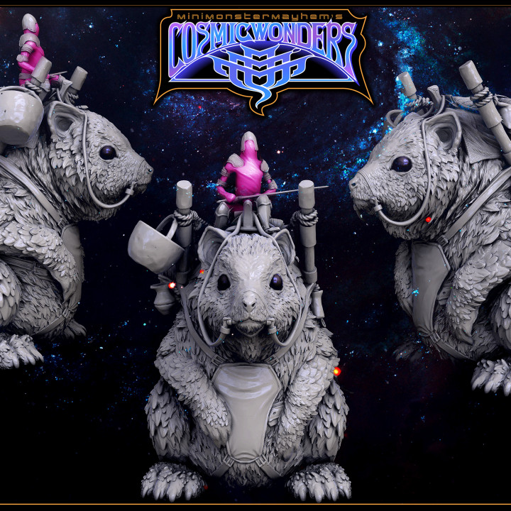 3D Printable Hamster Mount (pose 2 of 2) by Mini Monster Mayhem