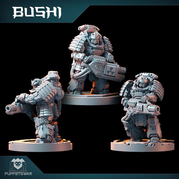 3D Printable Demolishers [Bushi] by Puppetswar Miniatures