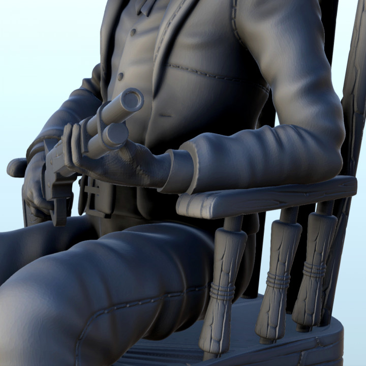 3D Printable Old man in a rocking chair with rifle (4) - Six Gun Sound ...