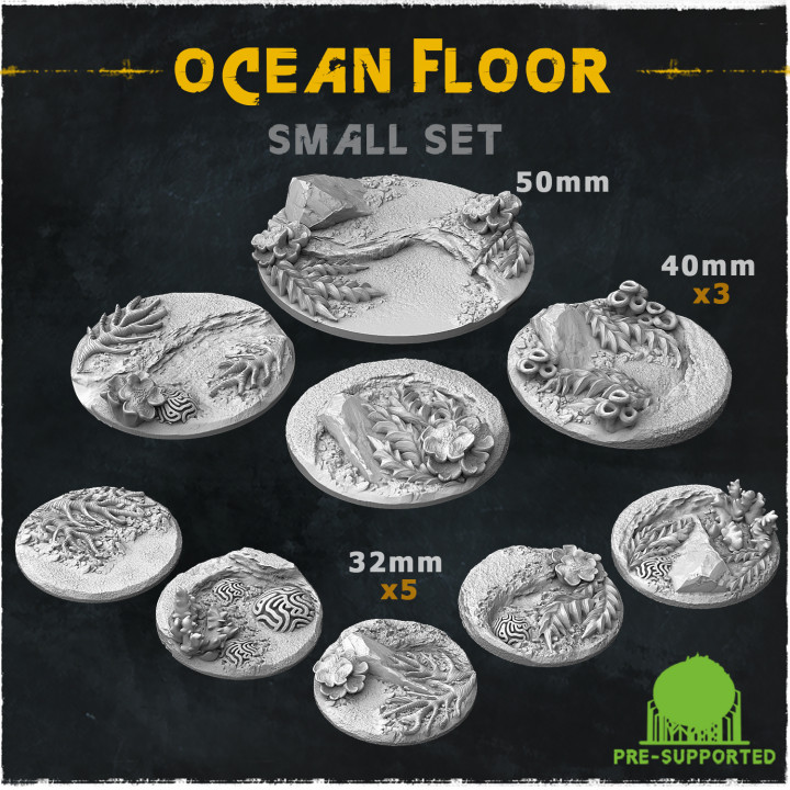 3D Printable Ocean Floor - Bases & Toppers (Small Set ) by Zabavka Workshop