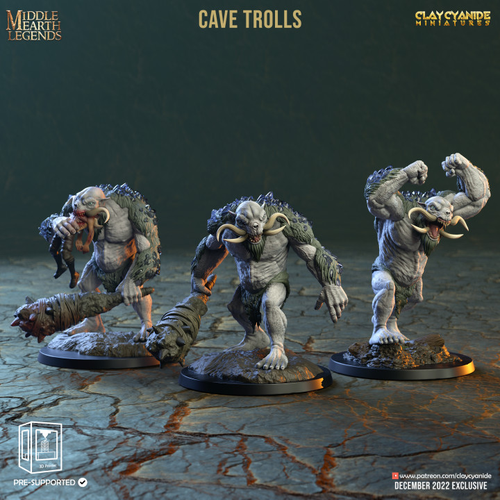 3D Printable Cave Trolls by Clay Cyanide Miniatures