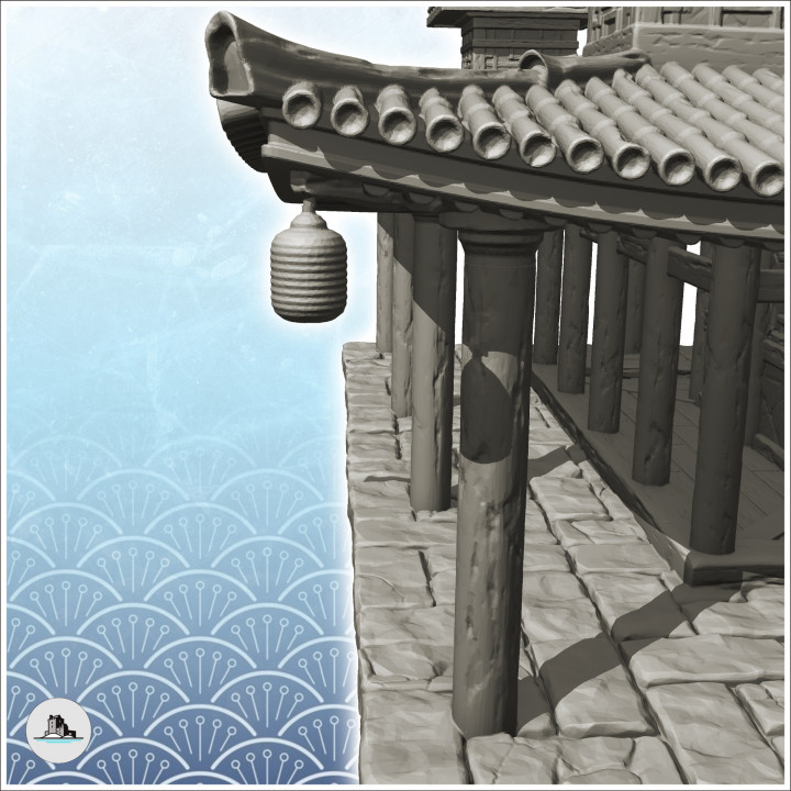 3D Printable Asian palace with five towers and large roof (28) - Asia ...