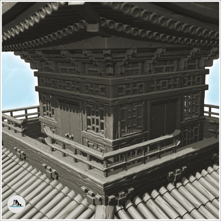 3D Printable Big Asian pagoda with wooden platform (40) - Asia Terrain ...