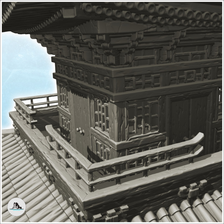 3D Printable Big Asian pagoda with wooden platform (40) - Asia Terrain ...