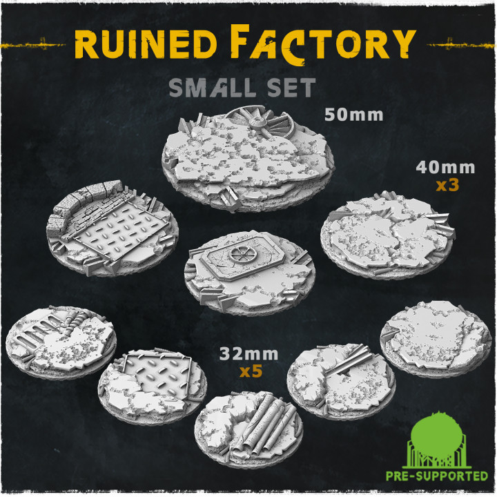 3D Printable Ruined Factory Bases & Toppers - (Small Set) by Zabavka ...