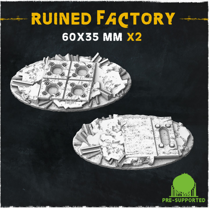 3D Printable Ruined Factory Bases & Toppers - (Big Set) by Zabavka Workshop