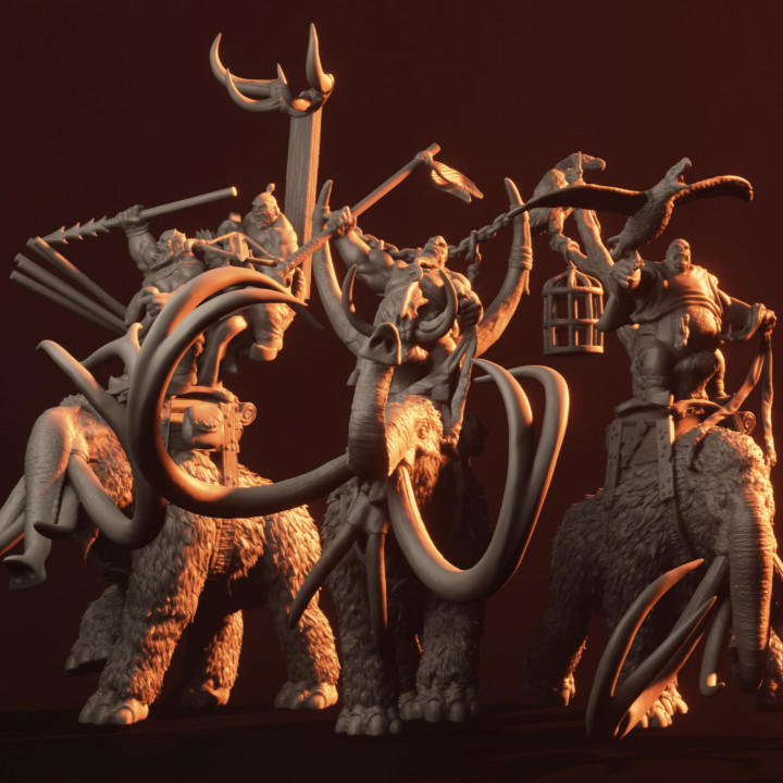 3D Printable Mastodont Herd by SabertoothCollectibles