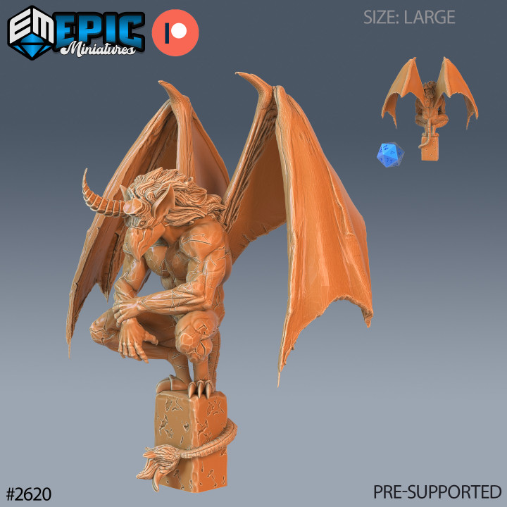 3D Printable Gargoyle Set / Stone Beast / Winged Bat Humanoid / Undead ...